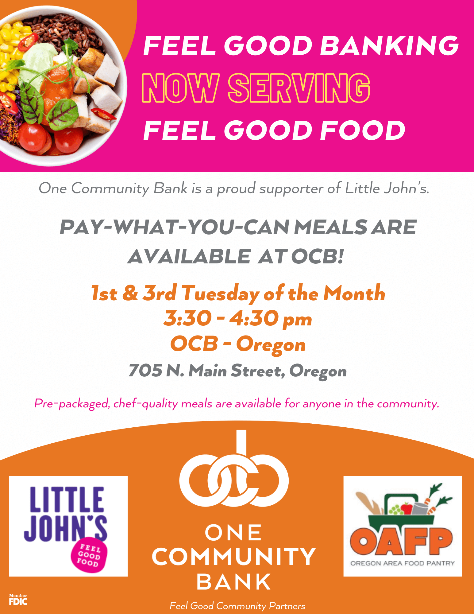 Feel Good Banking Now Serving Feel Good Food! | One Community Bank