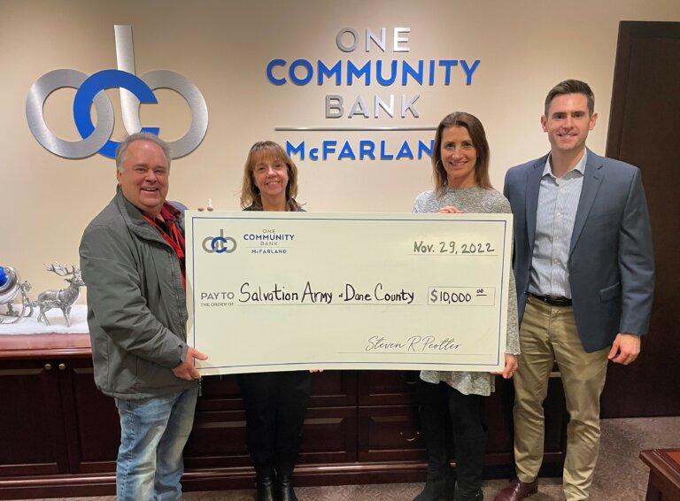 One Community Bank Donates $10,000 to the Salvation Army | One ...